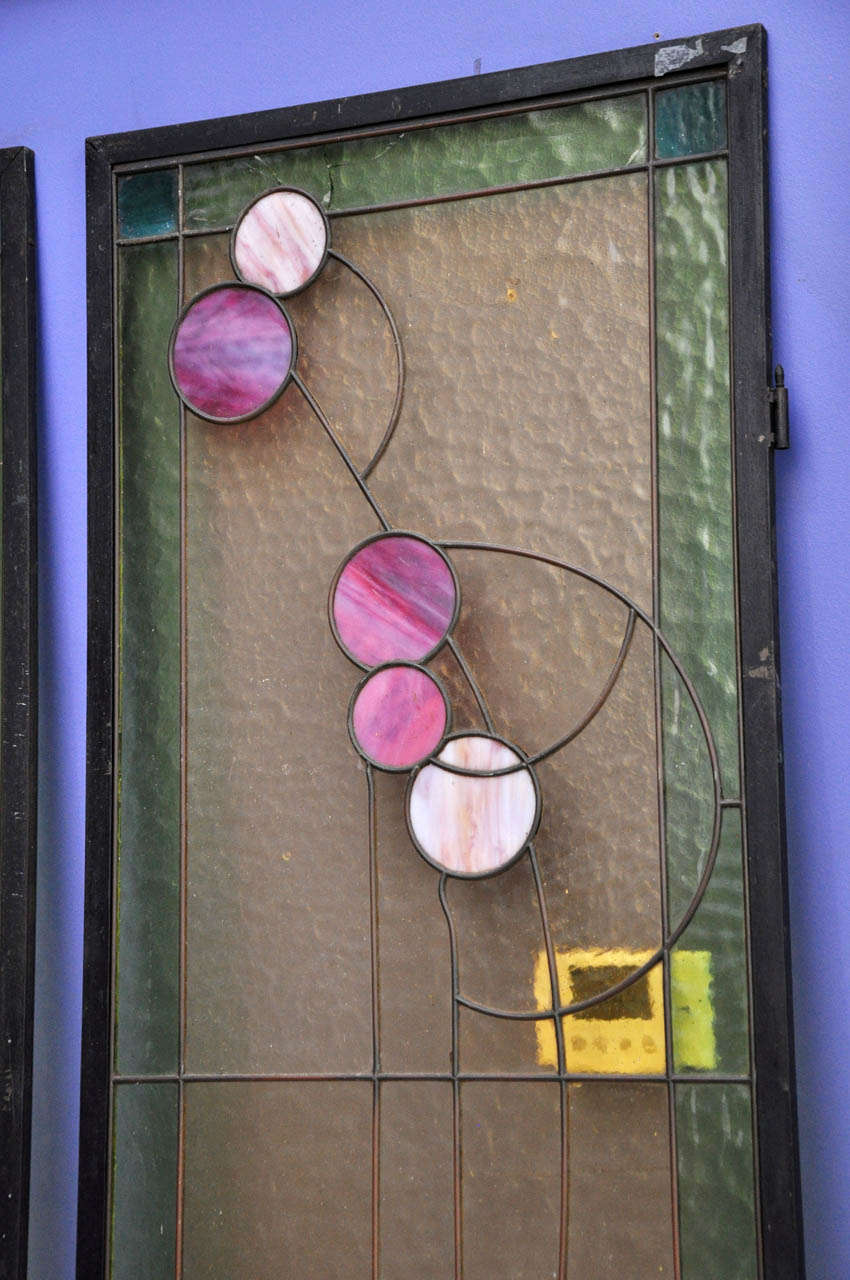 Set of Four Art Nouveau Stained Glass Windows Attributed to Victor ...