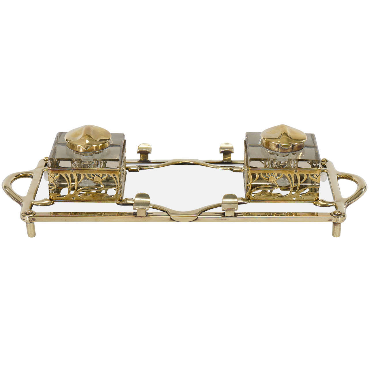 Art Nouveau Double Inkwell Brass and Solid Crystal circa 1890 For Sale ...