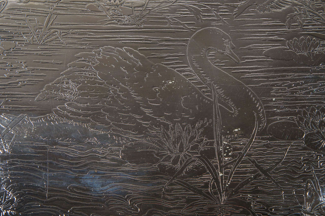 Pair of Sterling Silver Swan Engraved Matching Platters, Well and Tree ...