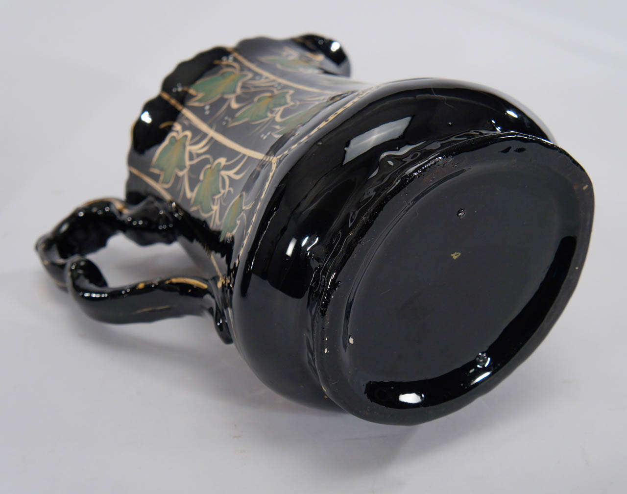 Three 18th Century Jackfield Pitchers with Hand-Painted Ivy and Gilt ...