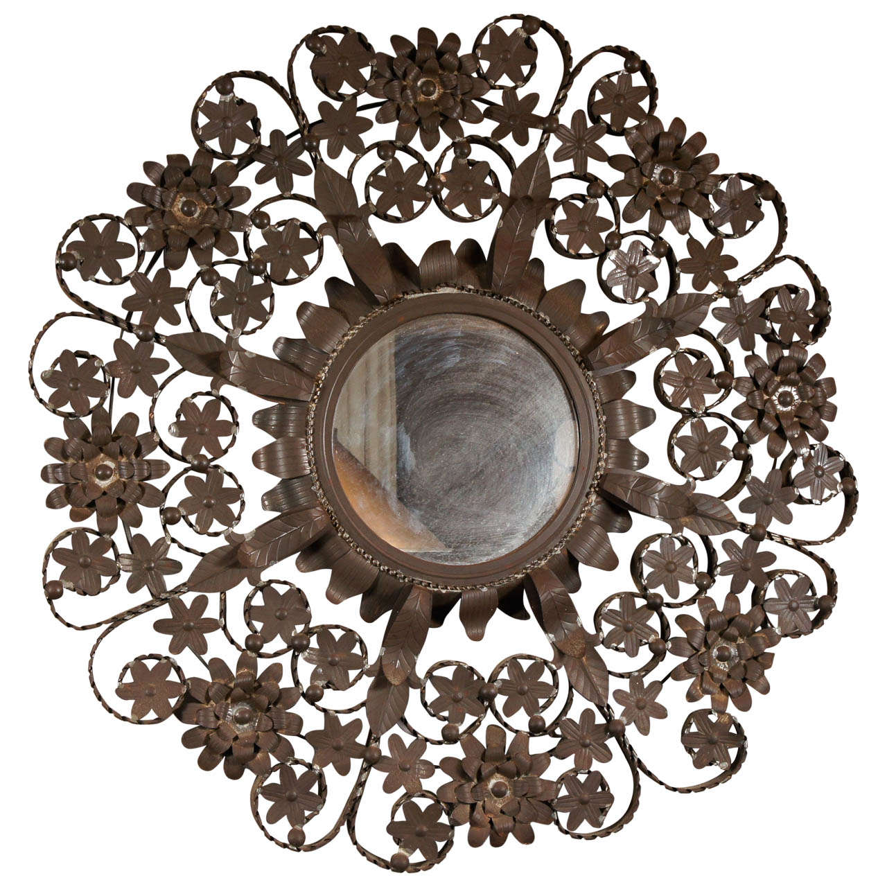 Tin Floral Mirror at 1stDibs