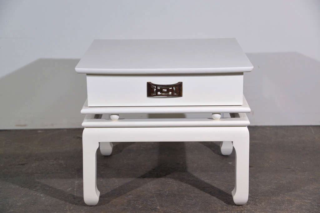 Pair of White Lacquered Ming End Tables at 1stDibs