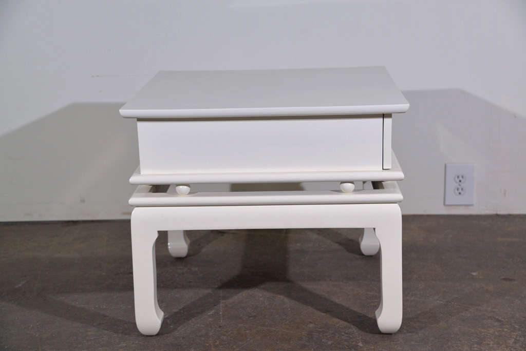 Pair of White Lacquered Ming End Tables at 1stDibs