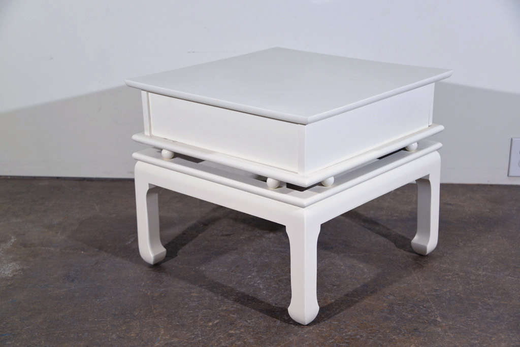 Pair of White Lacquered Ming End Tables at 1stDibs