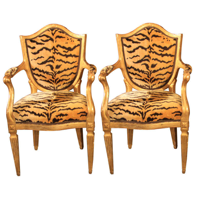 Pair of gilt chairs For Sale at 1stDibs