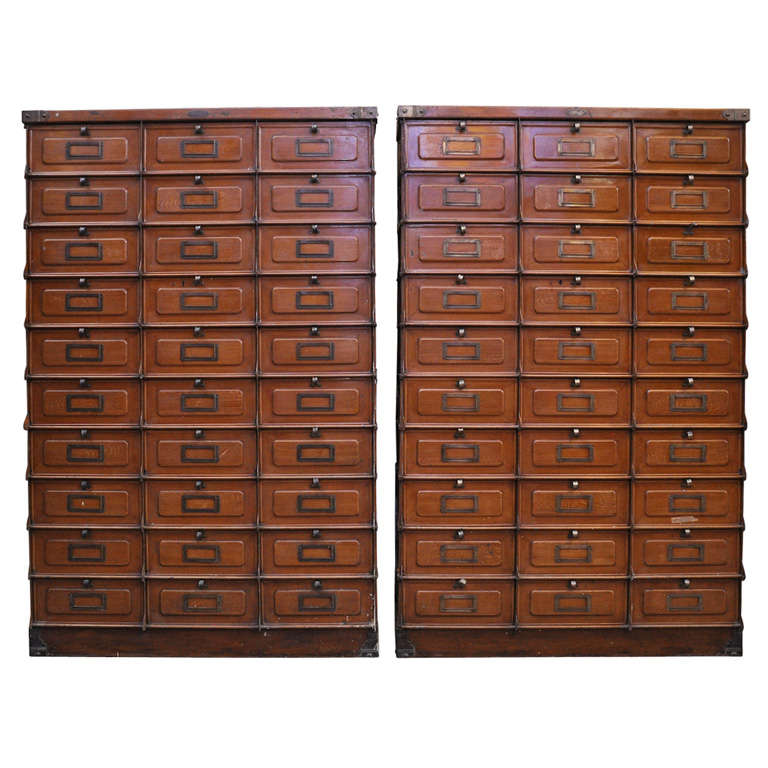 Pair of Faux Painted Metal Multi-Drawer Cabinets at 1stDibs