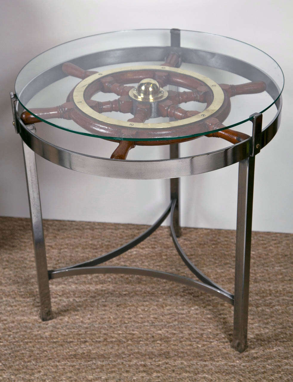 Ships Wheel on Steel Stand at 1stDibs