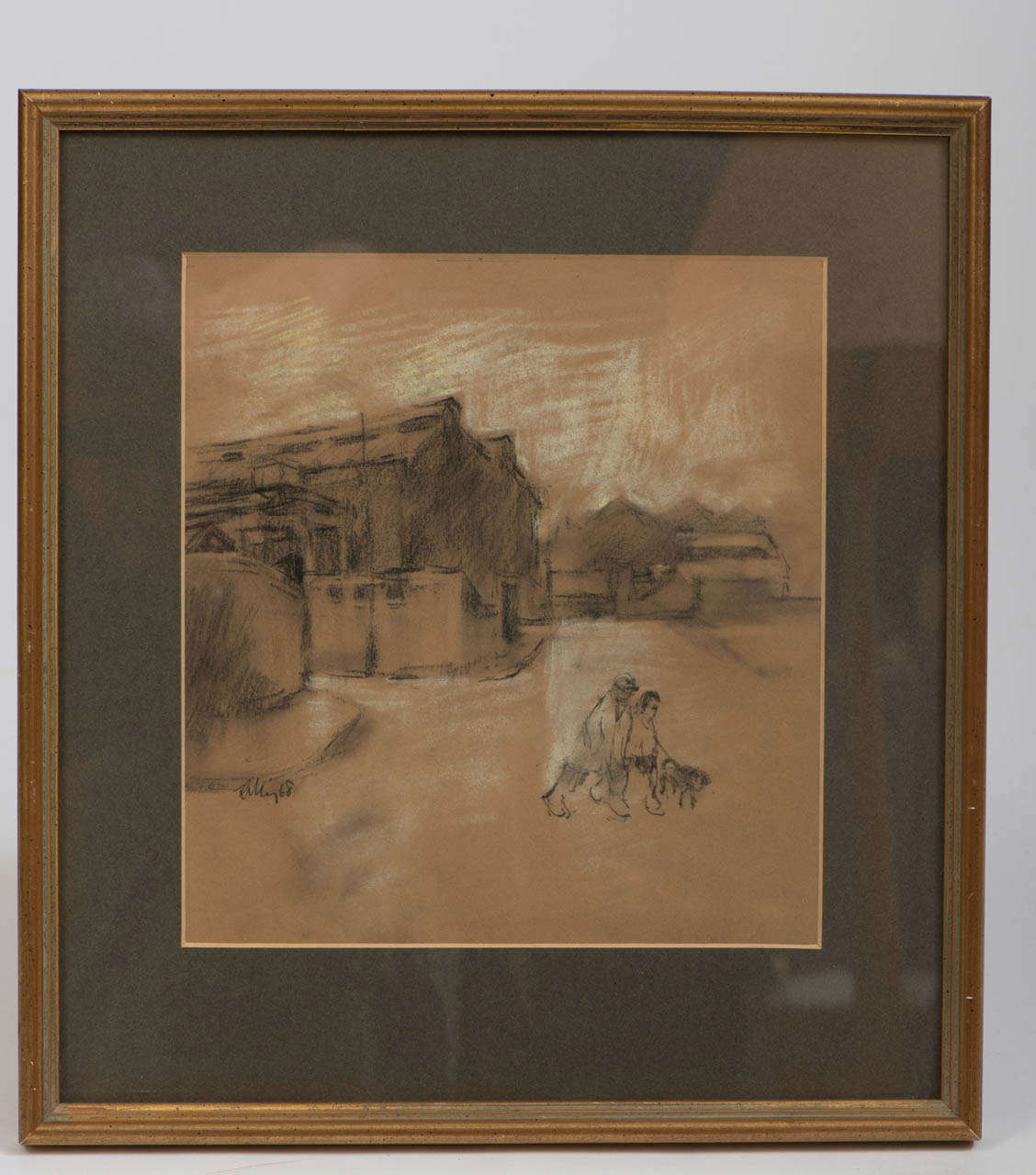 Harold Riley drawing of figures with a dog, England 1968 For Sale at ...