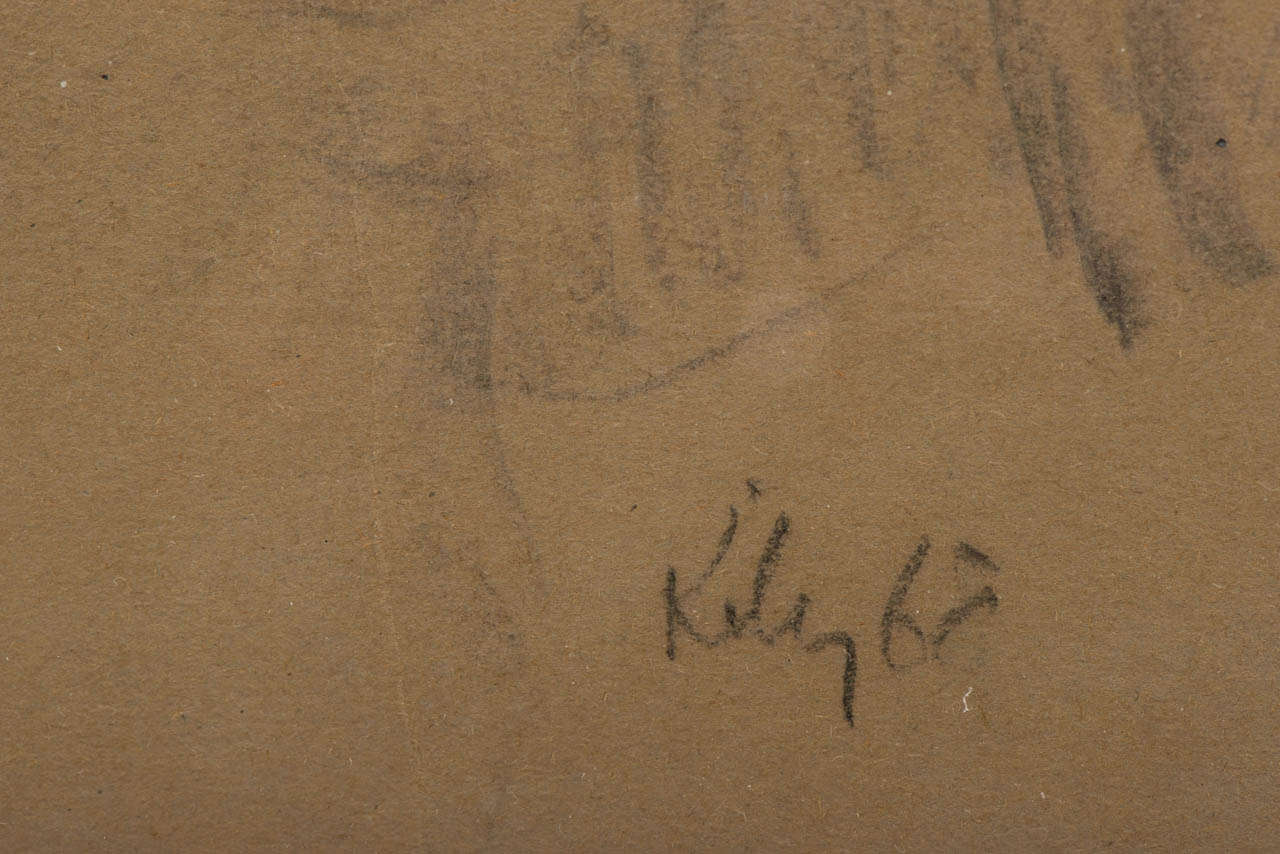 Harold Riley pastel and chalk on paper portrait, England 1968 For Sale ...