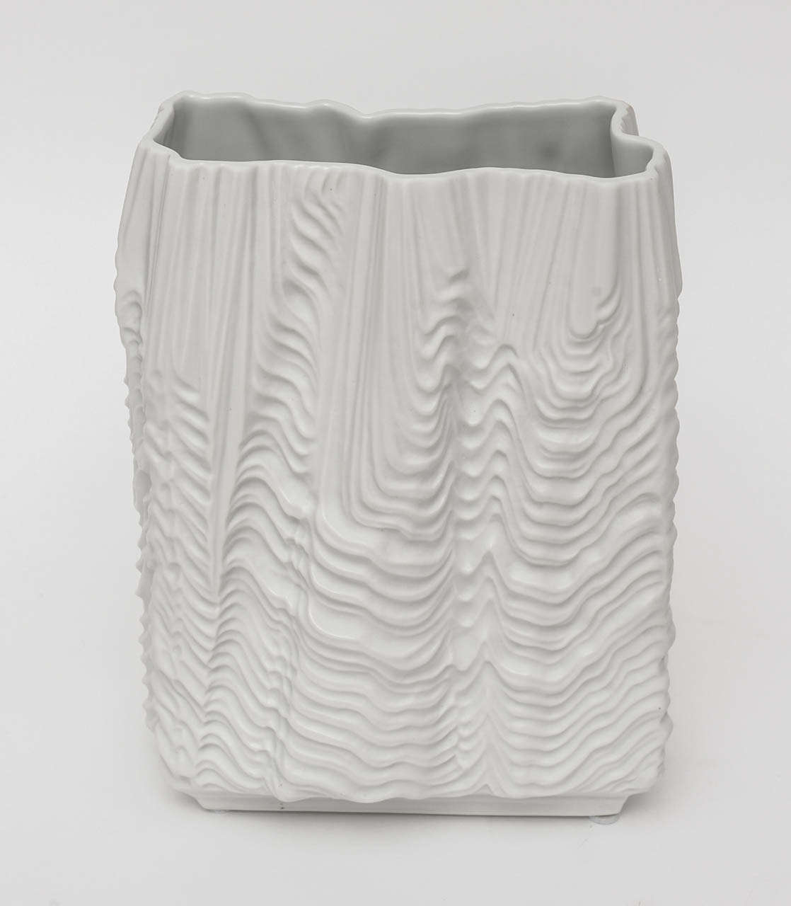 Textural White Porcelain Signed Rosenthal "Wave Vase" at 1stDibs