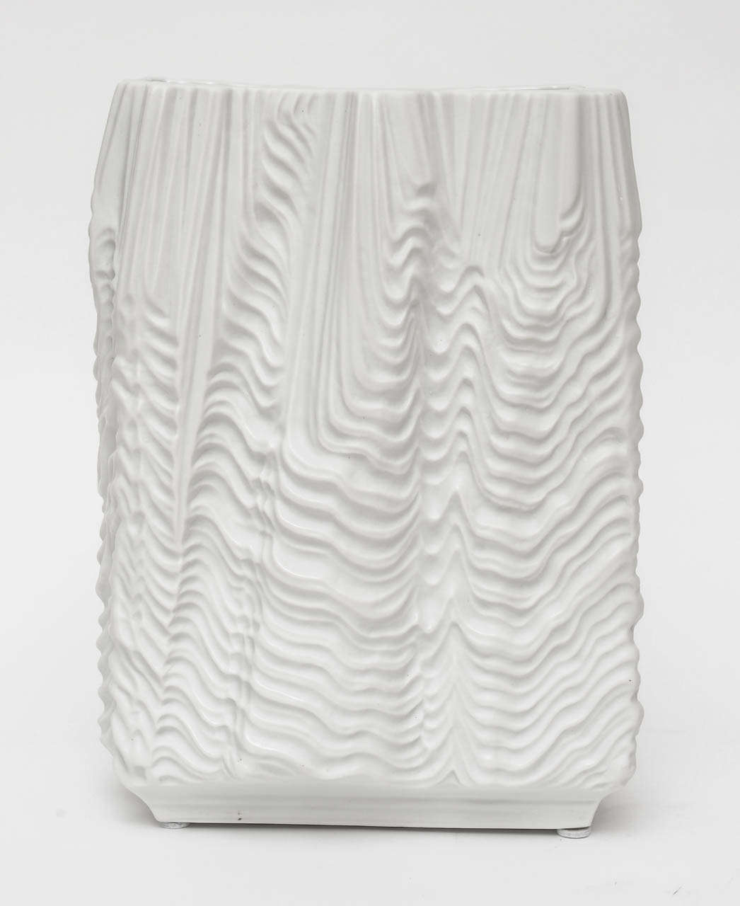 Textural White Porcelain Signed Rosenthal "Wave Vase" at 1stDibs