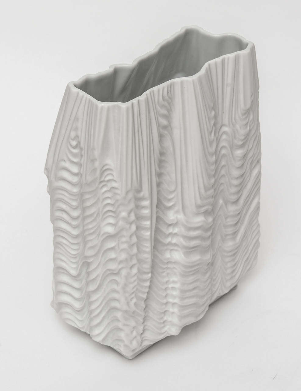 Textural White Porcelain Signed Rosenthal "Wave Vase" at 1stDibs