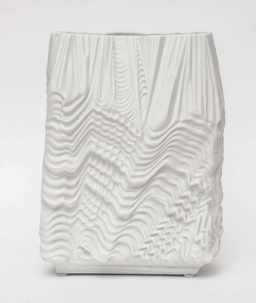 Textural White Porcelain Signed Rosenthal "Wave Vase" at 1stDibs