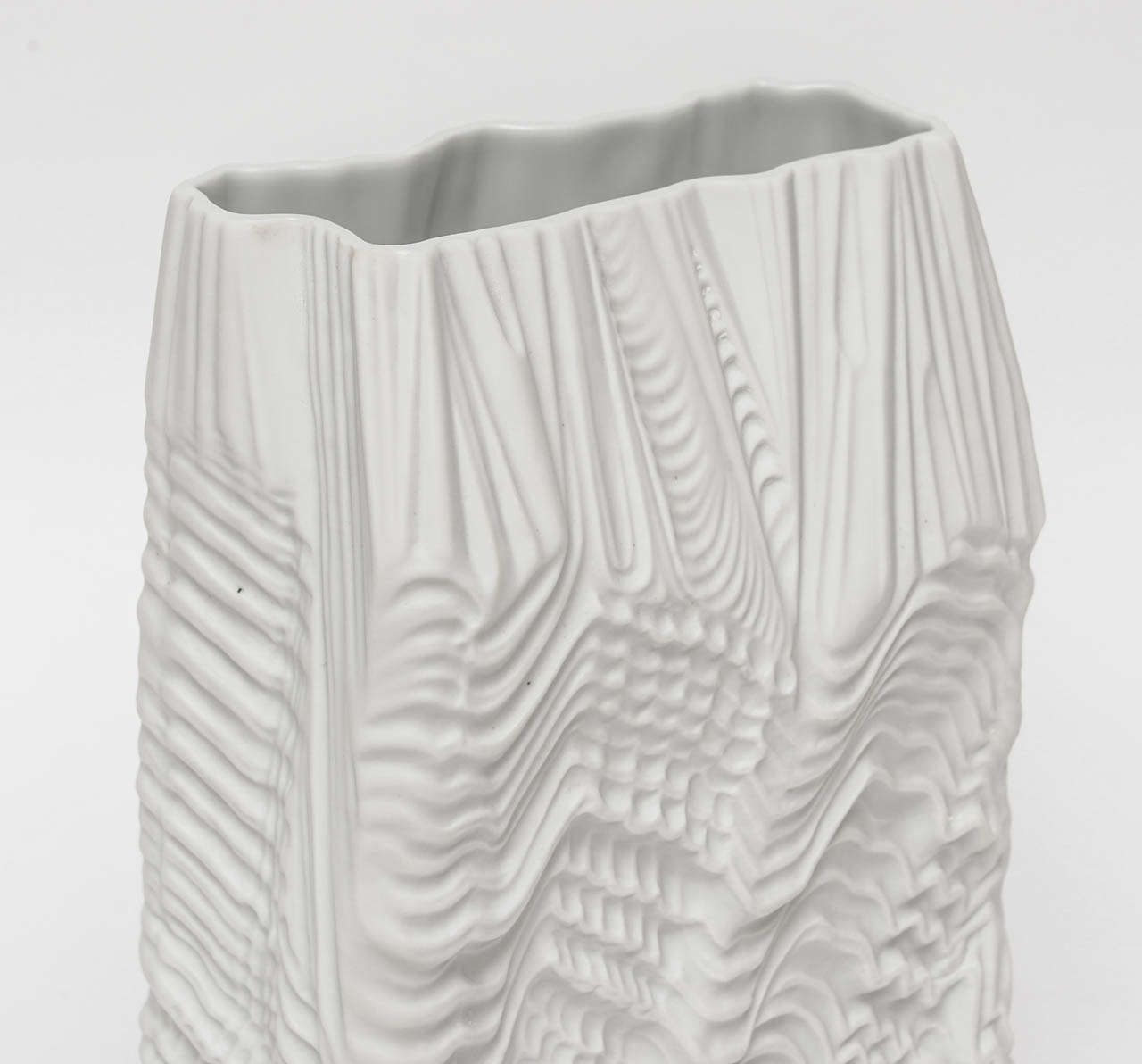 Textural White Porcelain Signed Rosenthal "Wave Vase" at 1stDibs