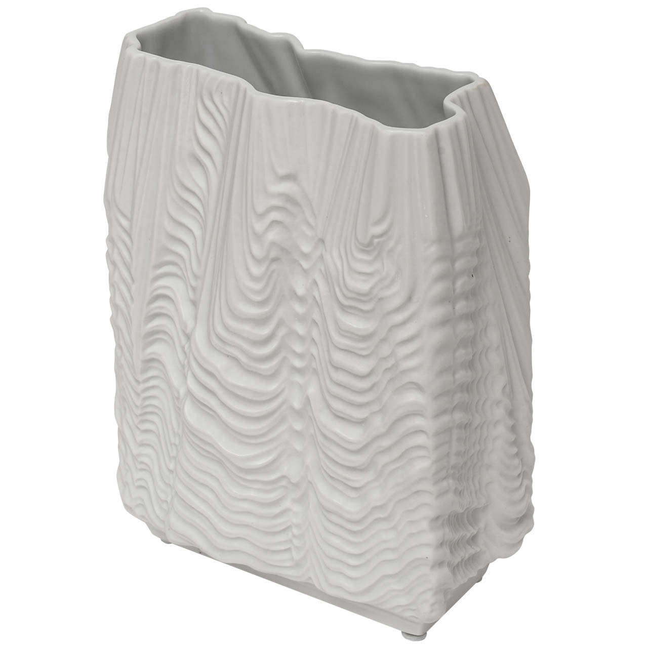 Textural White Porcelain Signed Rosenthal "Wave Vase" at 1stDibs