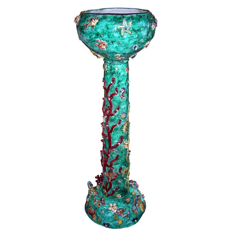 Glazed Ceramic Column with Aquatic Decoration, Vietri Sul Mare, Italy ...