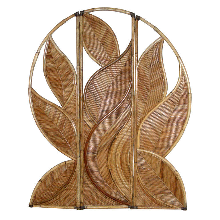 1970s Three-Panel Bamboo Screen For Sale at 1stDibs