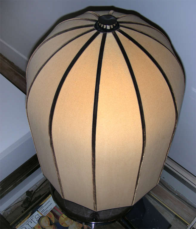 A pair of unusual chromed lamps with bell-shaped shades at 1stDibs