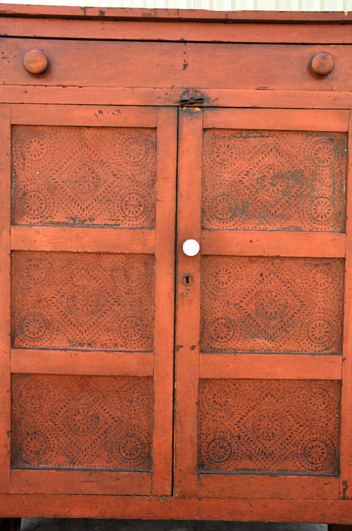 19th Century Original Bittersweet Painted Punch Tin Doors/Pie Safe at ...