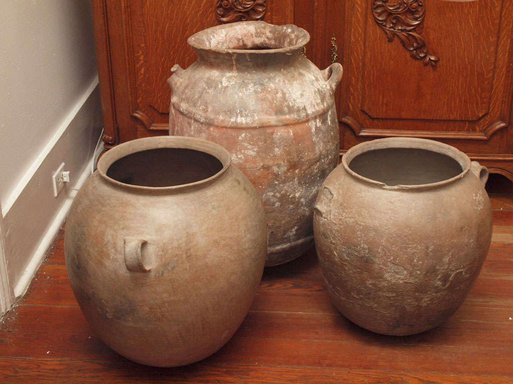 Set of Three (3) Very Large Antique Oil Jars at 1stDibs