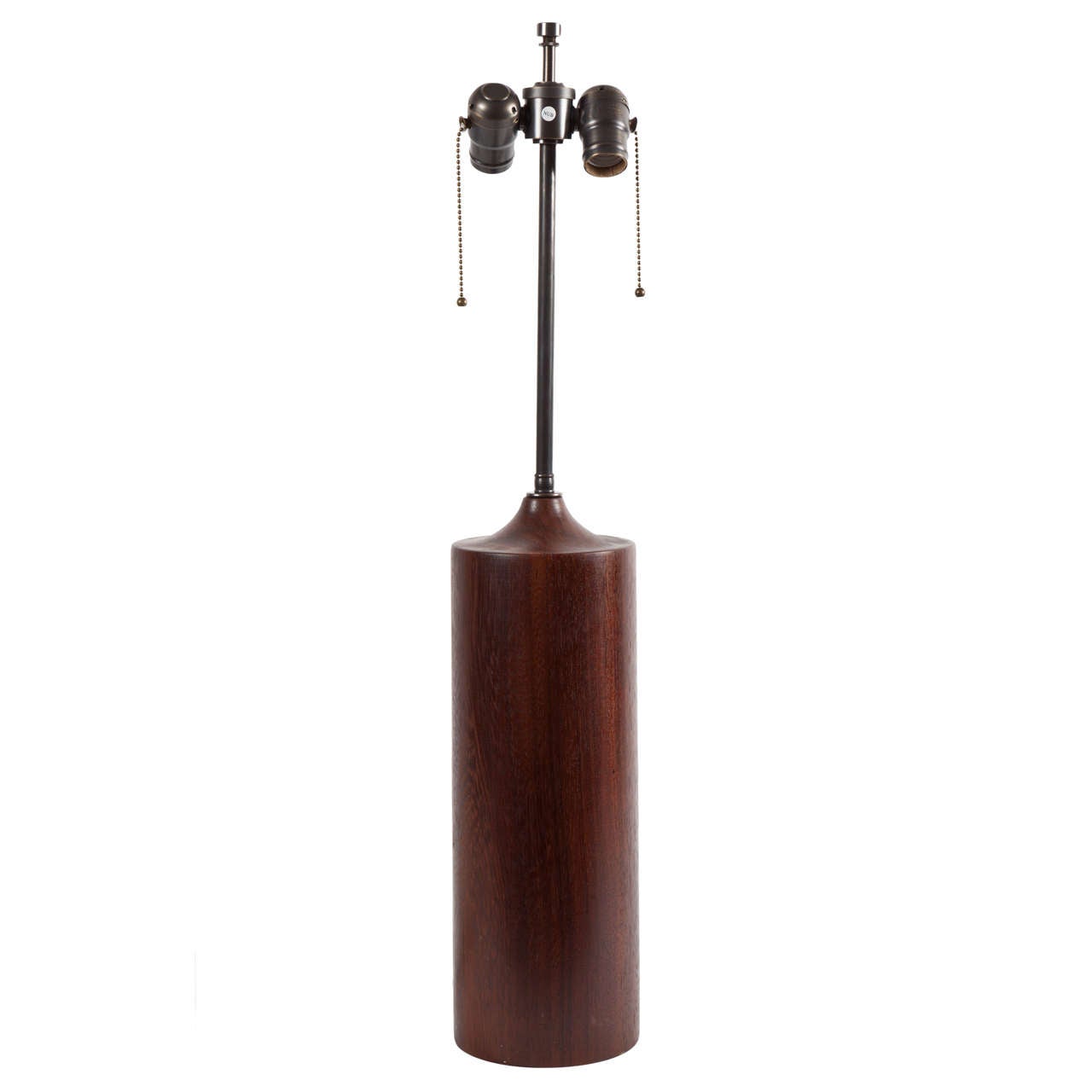 Pair of Cylindrical Walnut Table Lamps at 1stDibs