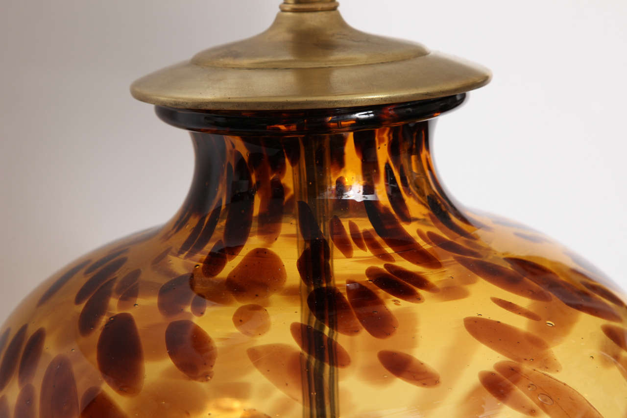 A Pair of 1960's Italian Art Glass tortoise shell Table Lamps at 1stDibs