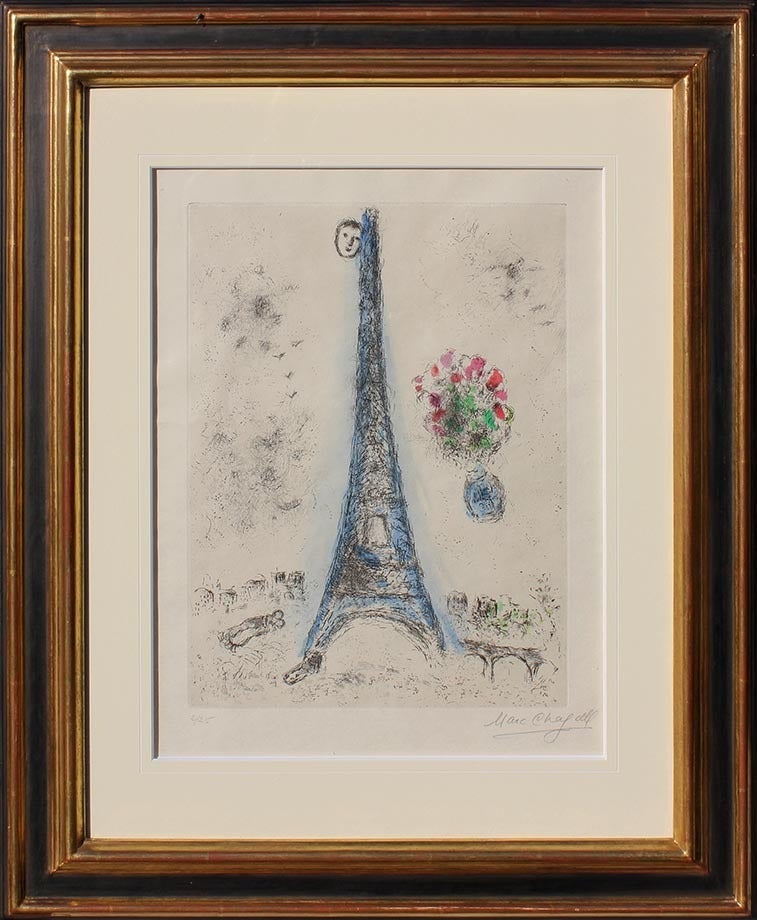 Marc Chagall - Eiffel Tower and Bouquet For Sale at 1stDibs