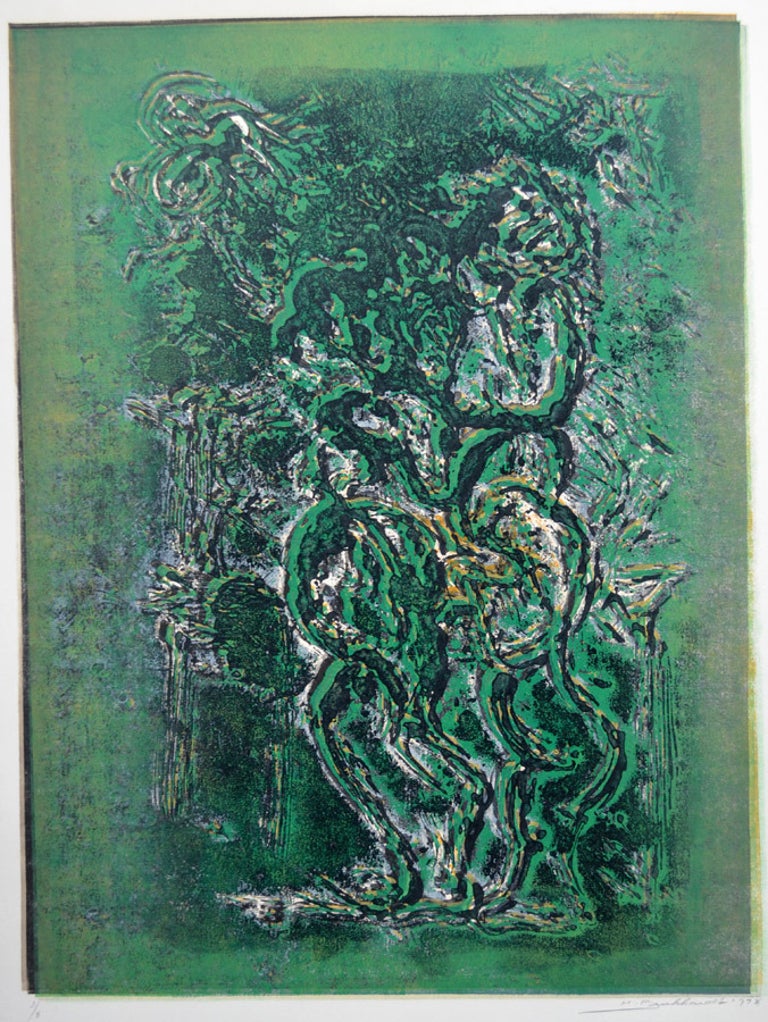 Hans Gustav Burkhardt - Abstract Figure in Green For Sale at 1stDibs