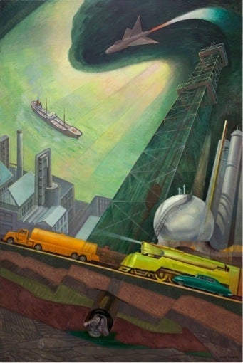 Olin Travis - Howard Hughes' Oil Industry Murals For Sale at 1stDibs ...