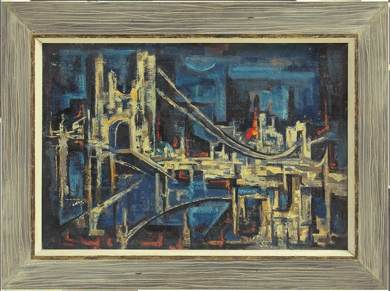 Fred Rappaport - Abstract Oil Painting of Cityscape For Sale at 1stDibs ...