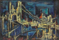 Fred Rappaport - Abstract Oil Painting of Cityscape For Sale at 1stDibs ...
