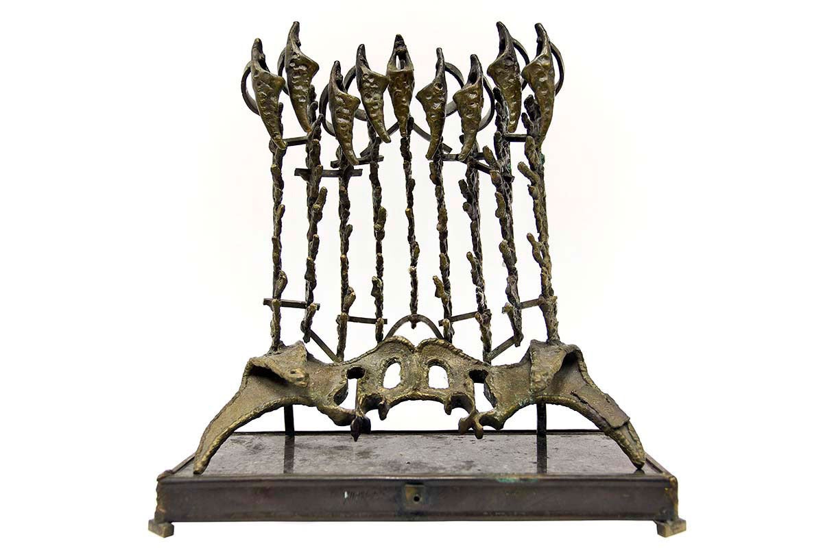 Haim Hendin - Rare Judaica Menorah Sculpture Organic Form For Sale at ...