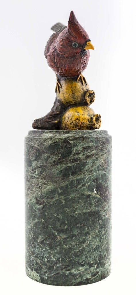 Milet - Bronze Cardinal on marble base For Sale at 1stDibs