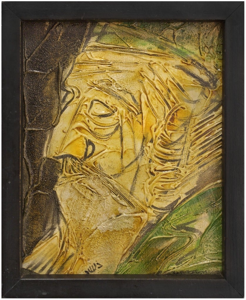 Moshe Katz - Moshe Katz Mixed Media Israeli Painting "Untitled" For ...