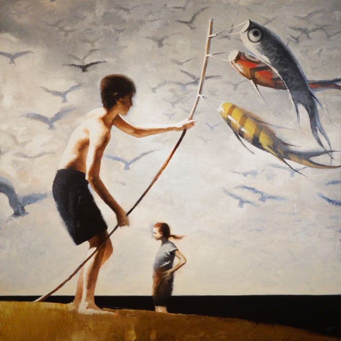 Gary Ruddell - Kite Flying #2 For Sale at 1stDibs