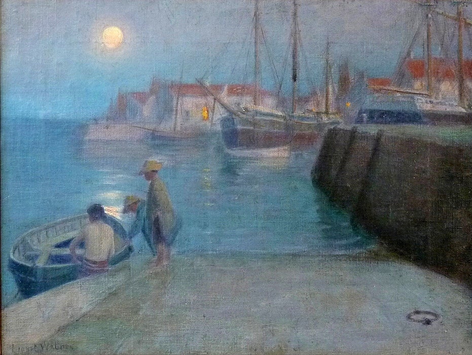 Lionel Walden - Brittany port by moonlight by american artist working ...