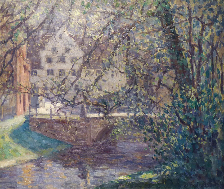 Fritz Osswald - Castle grounds. Landscape view oil painting by german ...