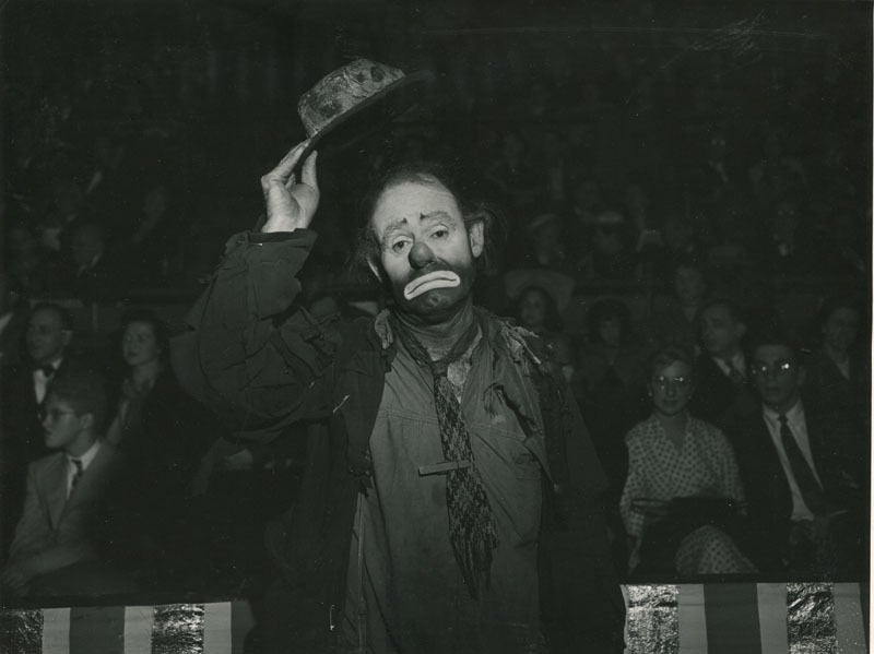 Weegee - Emmett Kelly, May 7, 1943 at 1stDibs