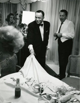 John Dominis - Frank Sinatra attempts to yank tablecloth, Miami, 1964 ...