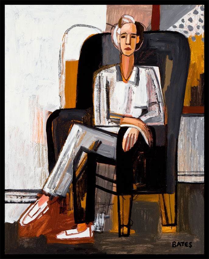 David Bates b.1952 - Jan Lee in a Black Chair For Sale at 1stDibs | jan ...