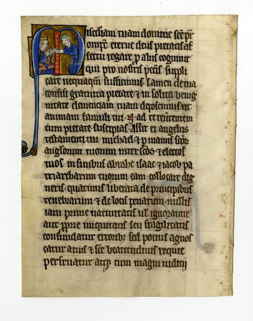 Miniature - Psalter Leaf with Historiated Initial (Bishop and King ...