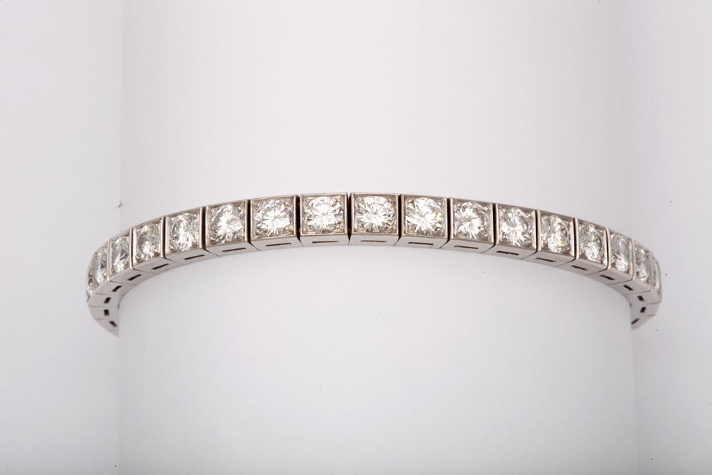 Diamond Platinum Block Bracelet For Sale at 1stDibs