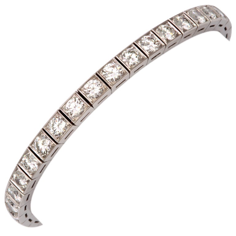 Diamond Platinum Block Bracelet For Sale at 1stDibs