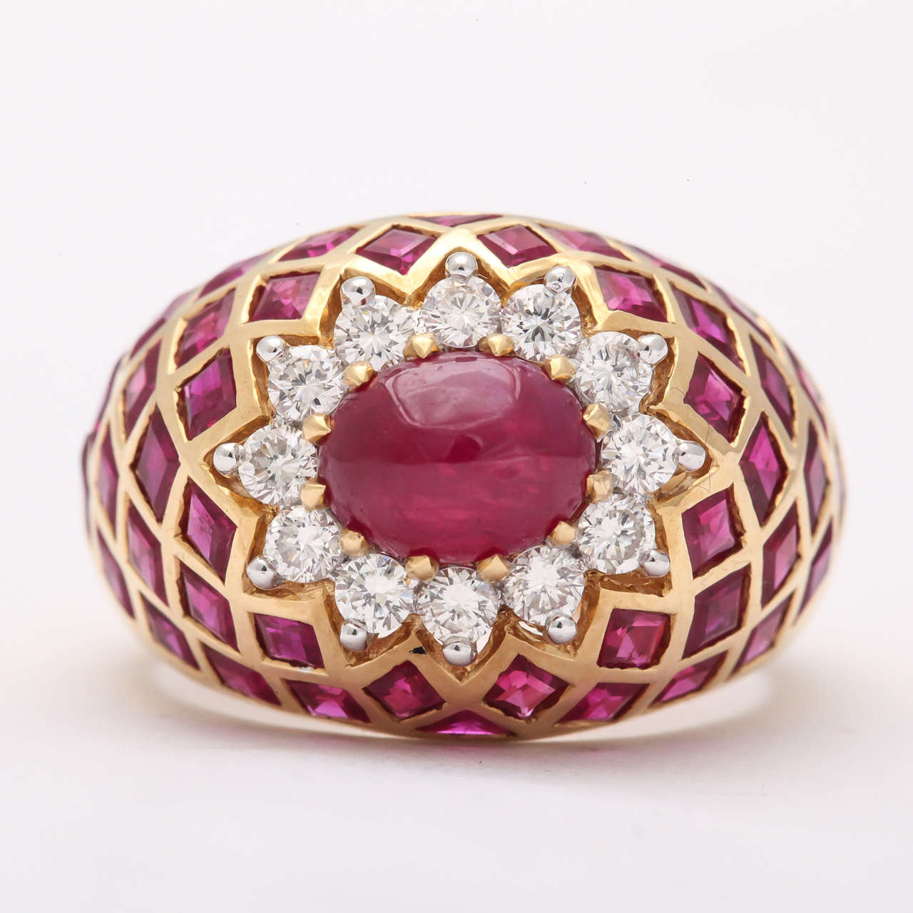 Cabochon Ruby Diamond Gold Ring at 1stDibs | cabochon ruby ring, what ...