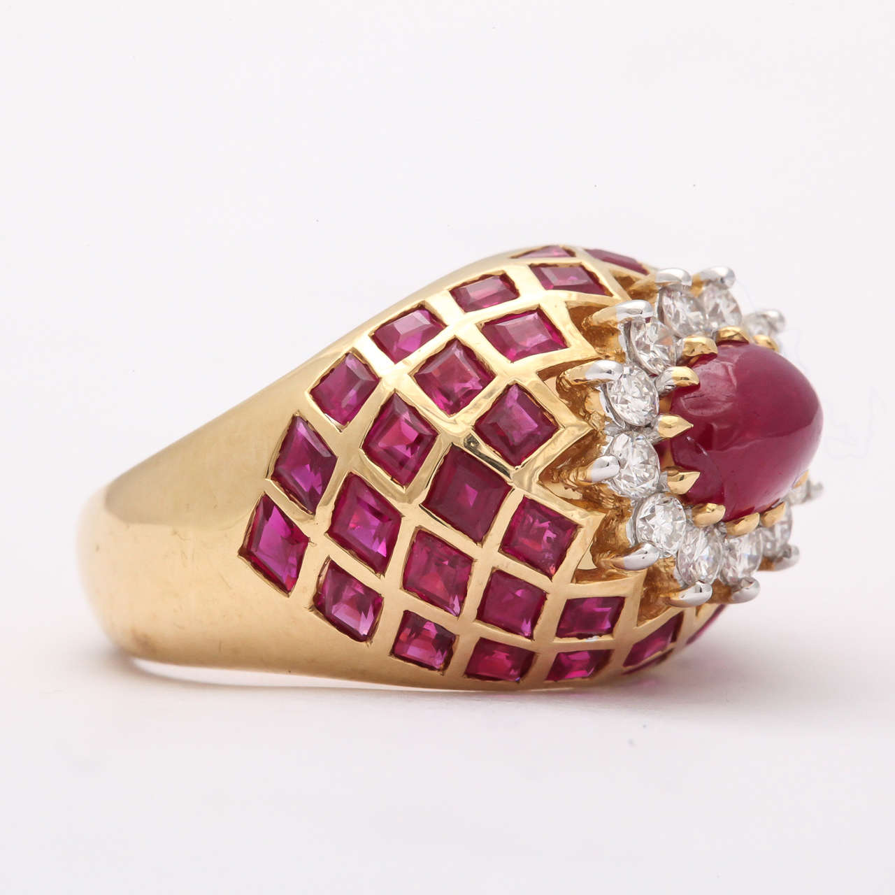 Cabochon Ruby Diamond Gold Ring at 1stDibs | cabochon ruby ring, what ...