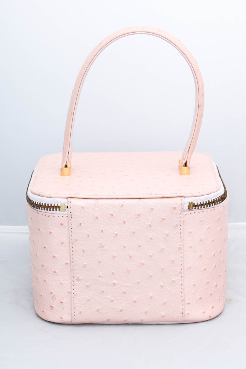 Versace Pink Faux Ostrich Vanity Case with Medusa Motifs at 1stDibs