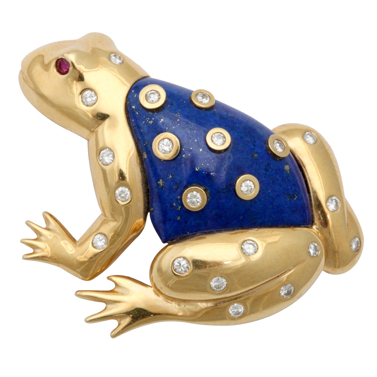 Adorable Lapis Diamond Frog For Sale at 1stDibs