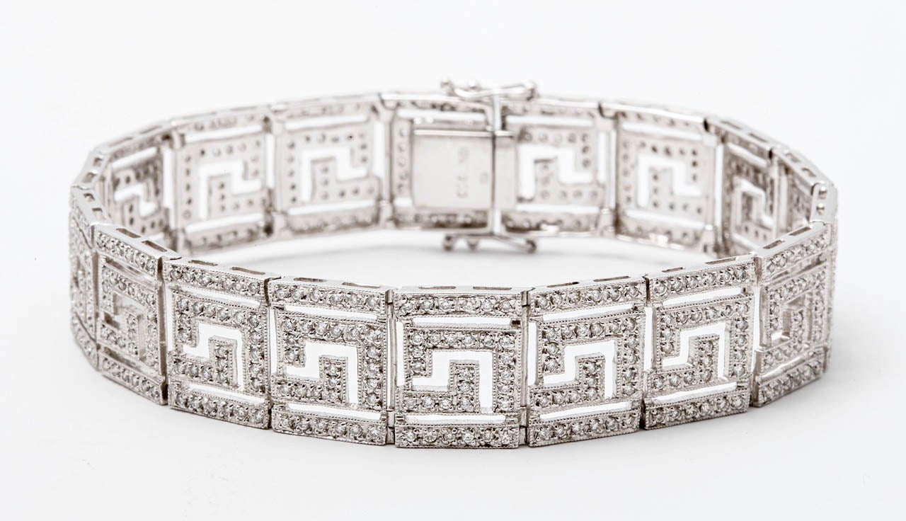 Diamond Greek Key Pattern Bangle at 1stDibs