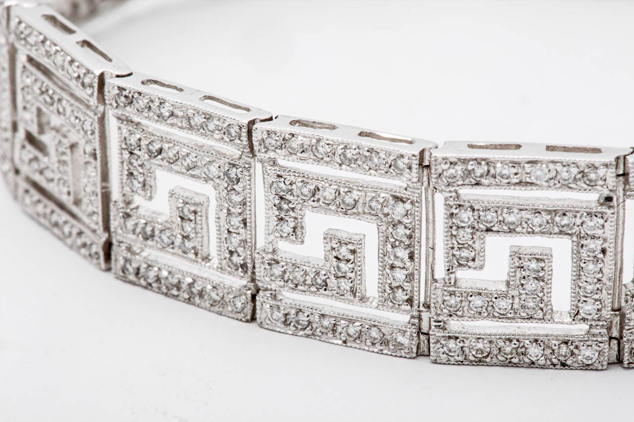 Diamond Greek Key Pattern Bangle at 1stDibs