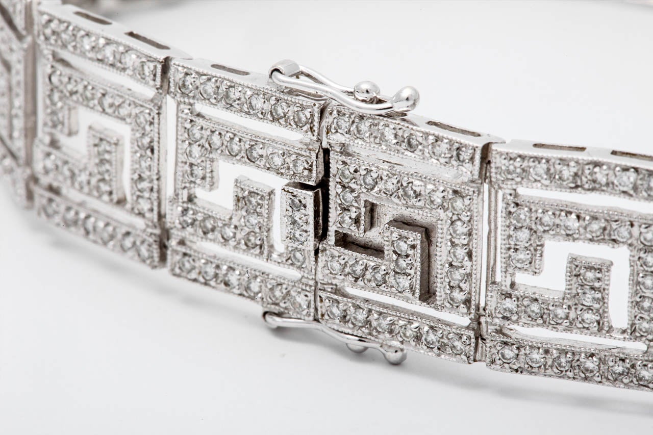 Diamond Greek Key Pattern Bangle at 1stDibs